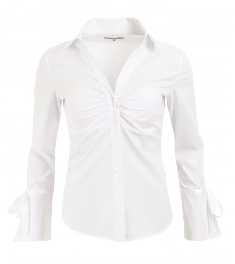 White Bell Sleeve Fitted Shirt