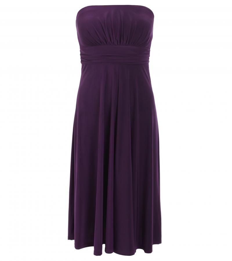 Purple Slinky Strapless Dress